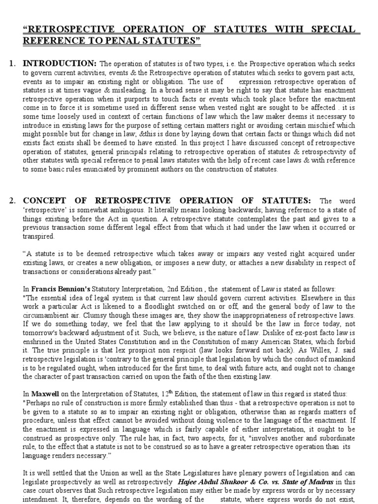 Retrospective Interpretation of Penal Laws | PDF | Sentence (Law ...