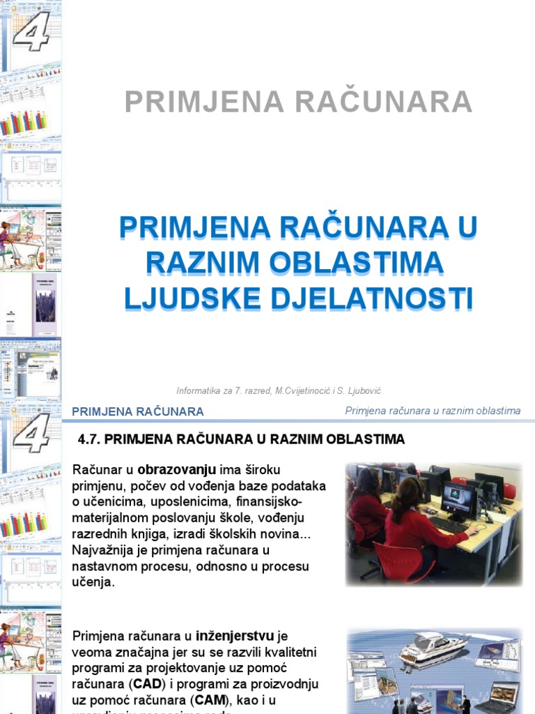 Primjena-Racunara U Raznim Oblastima Ljudske Djelatnosti | PDF