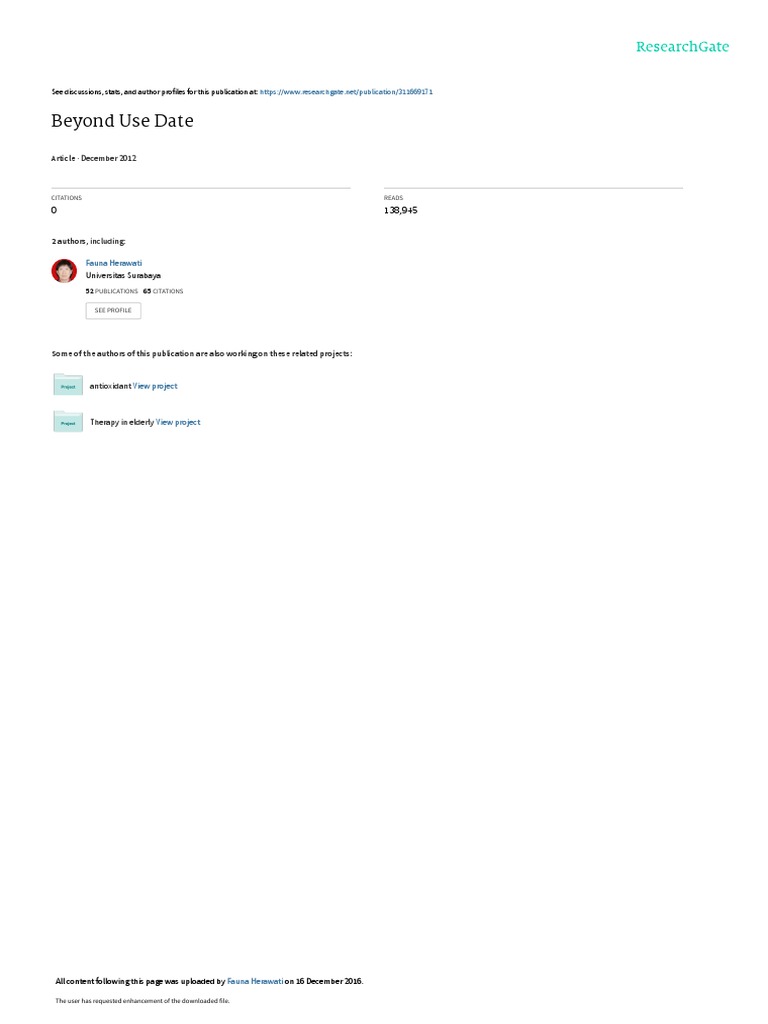 Beyond Use Date: December 2012 | PDF