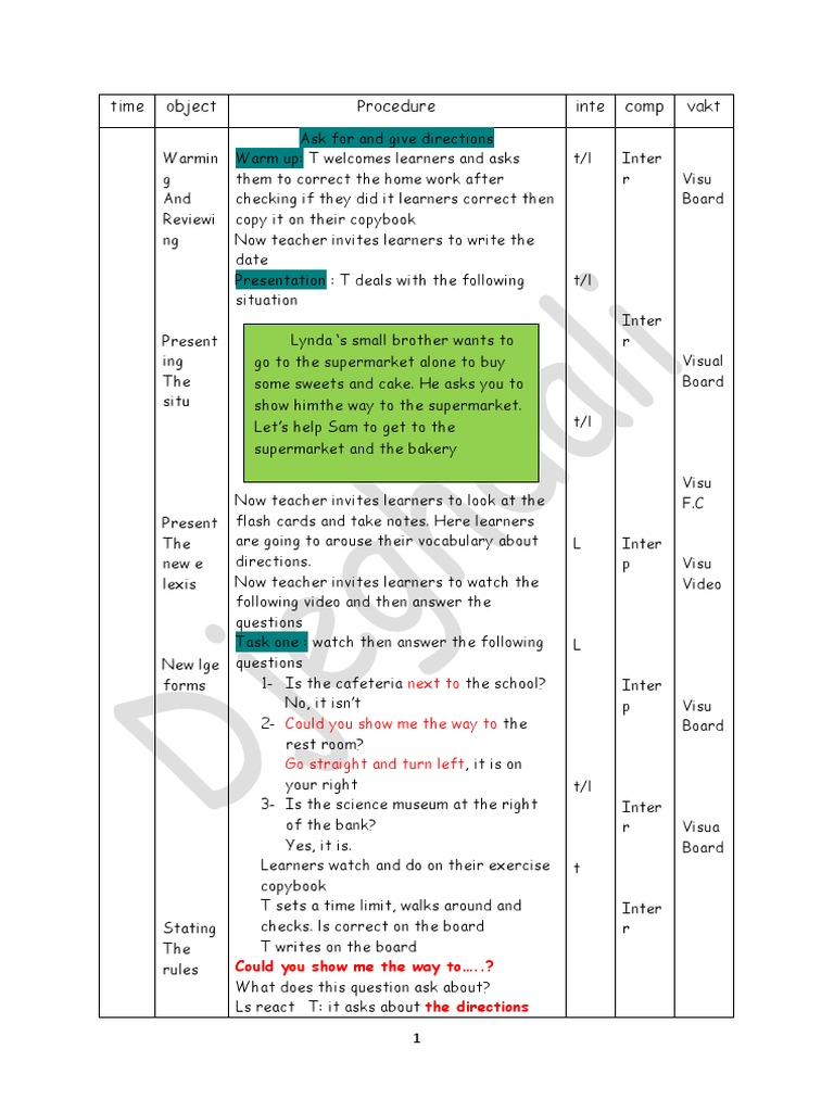2Ms Seq 02 Direction Lesson Plan Sample by Teacher Toula Batoul 2017 2018 1 | PDF | Learning ...