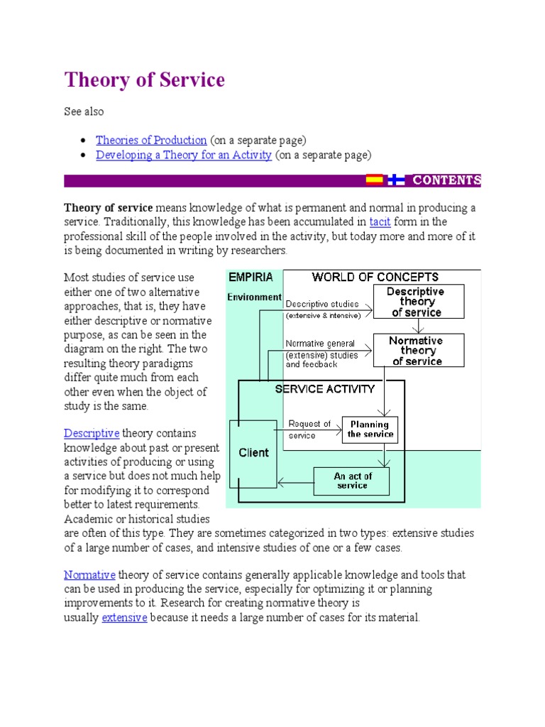 Theory of Service: Theories of Production Developing A Theory For An ...