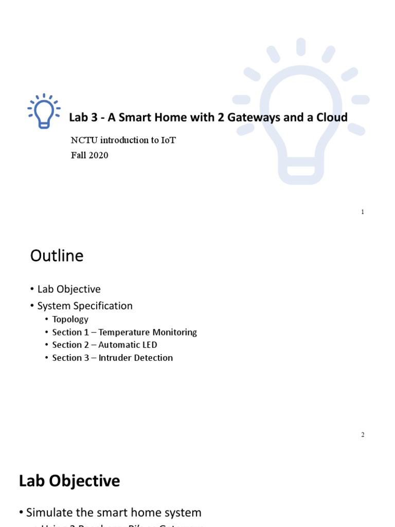 Lab 3 - A Smart Home With 2 Gateways and A Cloud: Nctu Introduction To Iot Fall 2020 | PDF ...