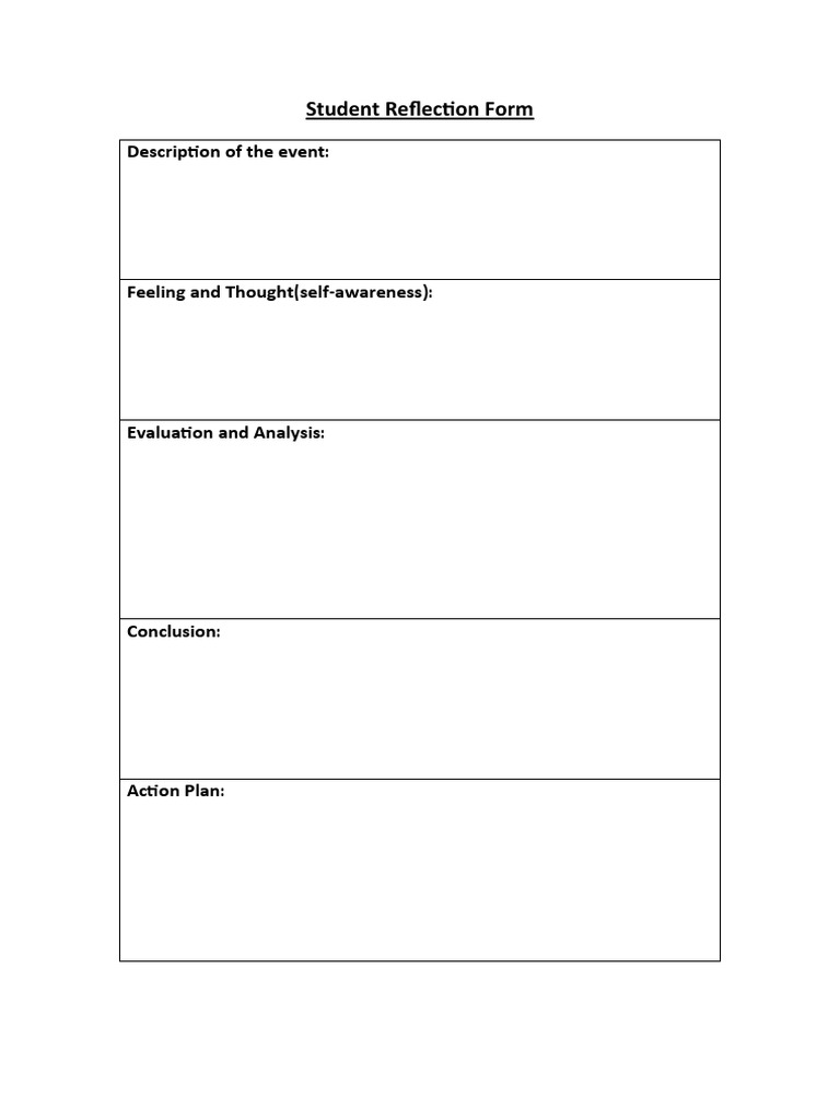 Student Reflection Form: Description of The Event | PDF | Career ...