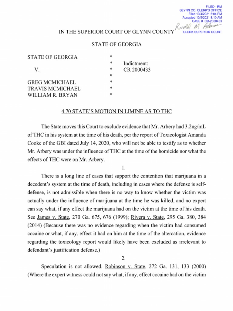 4.70 States Motion in Limine As To THC | PDF | Public Law | Justice
