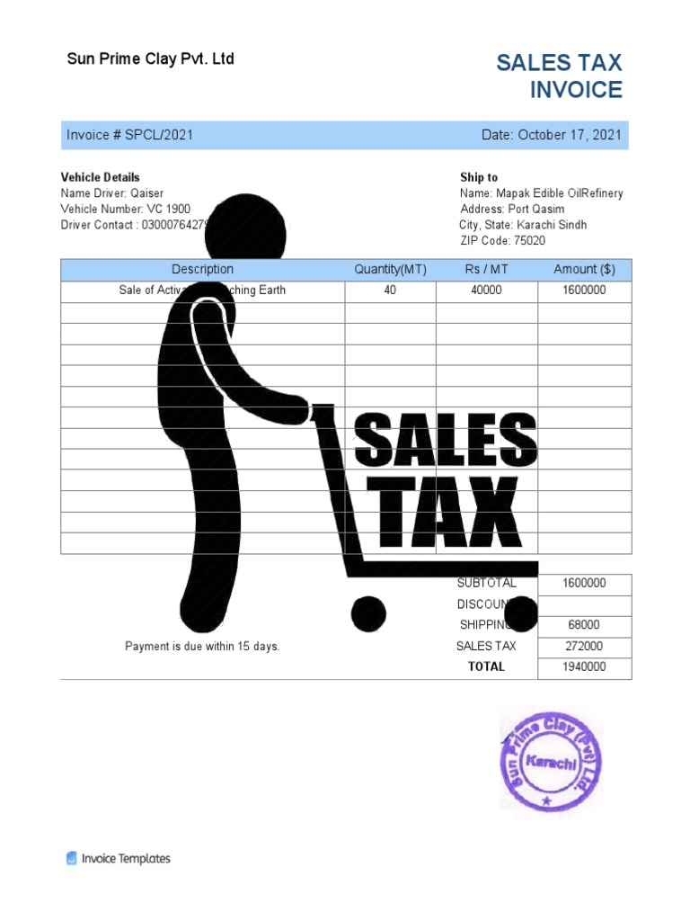 Sales Tax Invoice Template | PDF