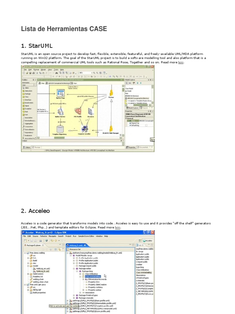 Lista de Herramientas CASE Open Source | PDF | Unified Modeling Language | Eclipse (Software)