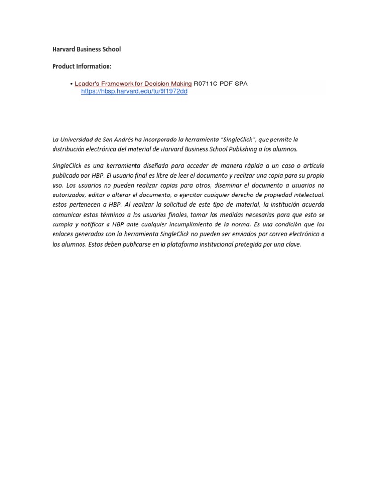 HBR - Leaders Framework For Decision Making | PDF