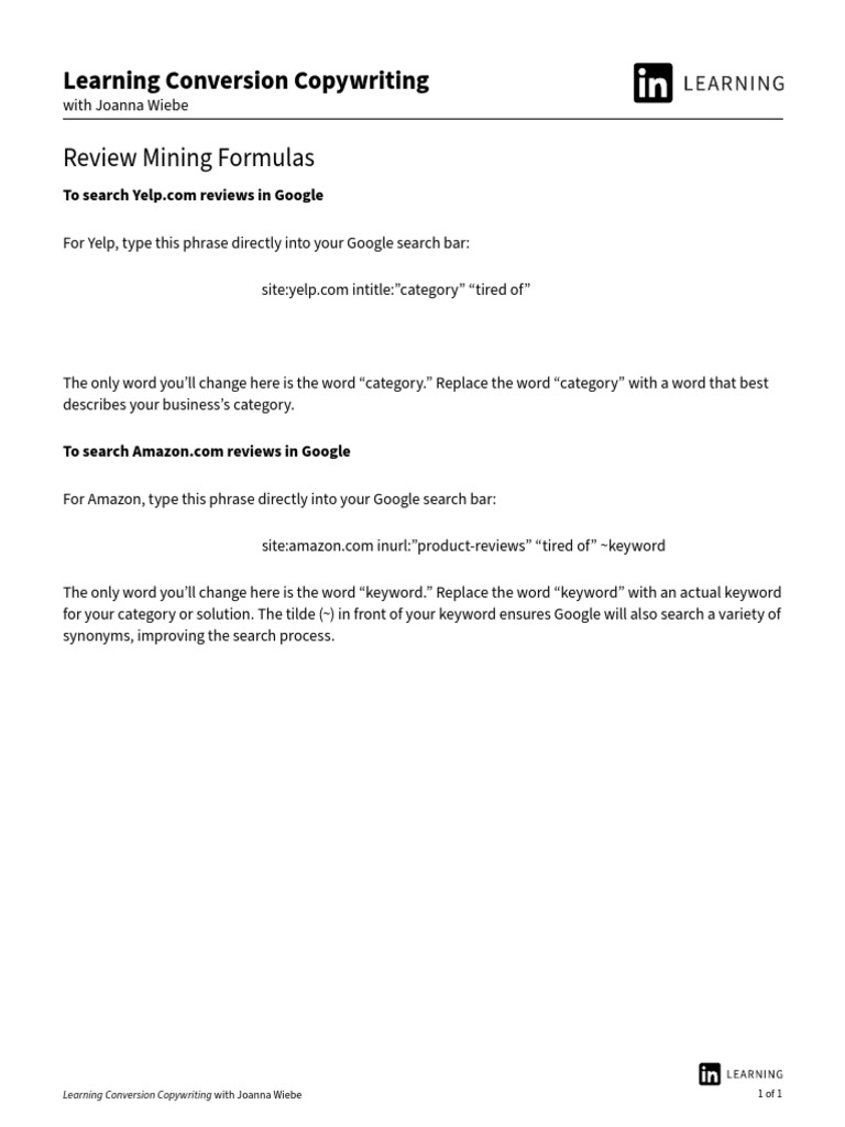 Review Mining Formulas | PDF