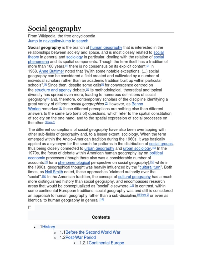 Social Geography Is The Branch of | PDF | Academia | Science