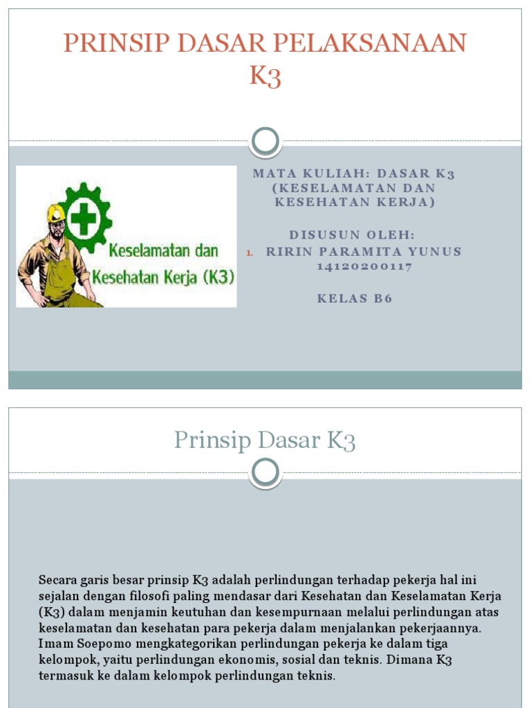 Prinsip Dasar Pelaksanaan K3 | PDF