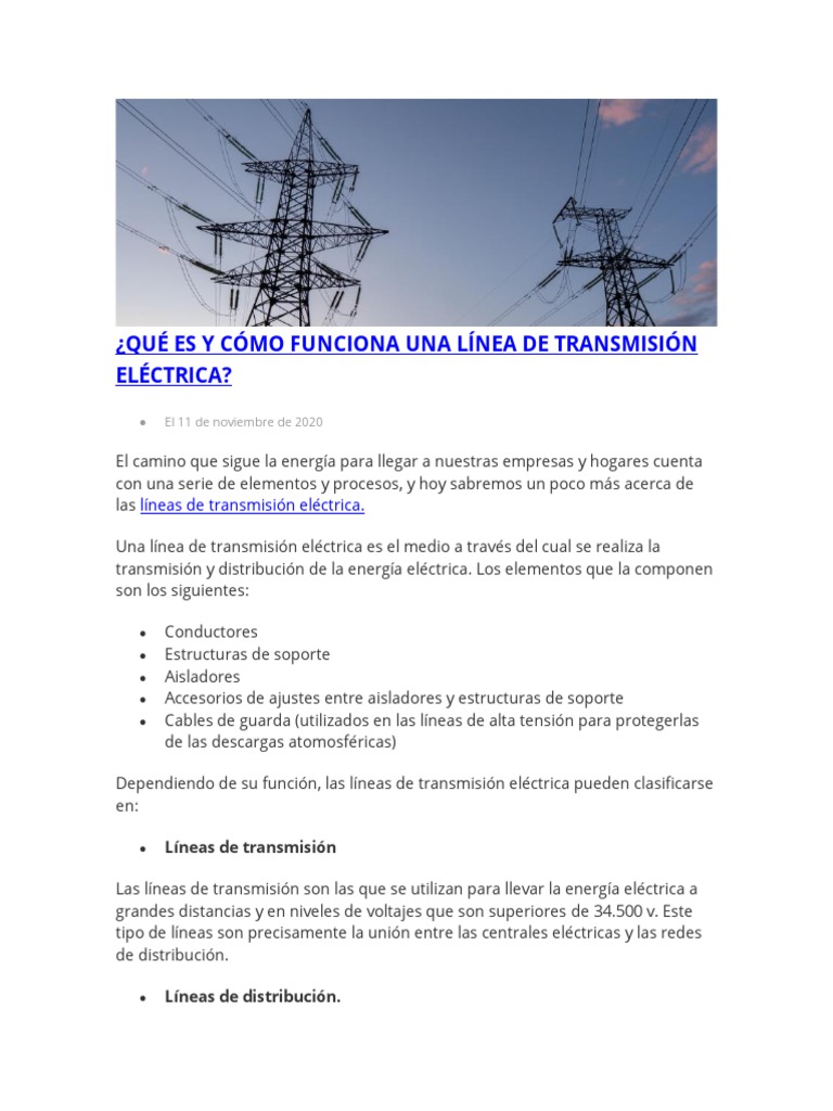 Cómo funcionan las líneas de transmisión eléctrica y su importancia en ...