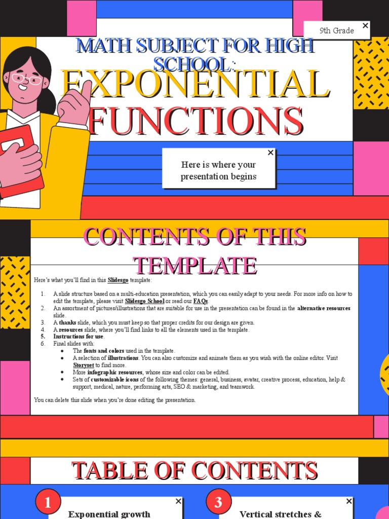 Math Subject For High School 9th Grade Exponential Functions | PDF ...