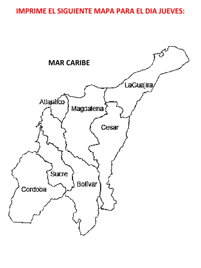 Mapa Region Caribe Imprimir | PDF