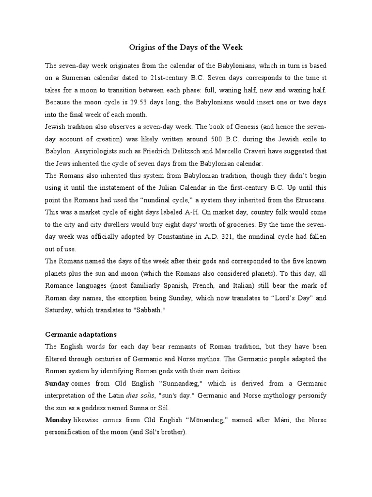 Origins of The Days of The Week | PDF | Norse Mythology | Odin