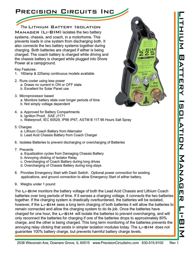 Precision Circuits Inc: Lithium Battery Isolation Manager (Li-BIM ...