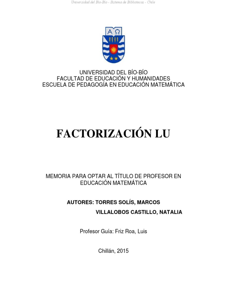 Factorizacion LU | PDF | Matriz (Matemáticas) | Ecuaciones