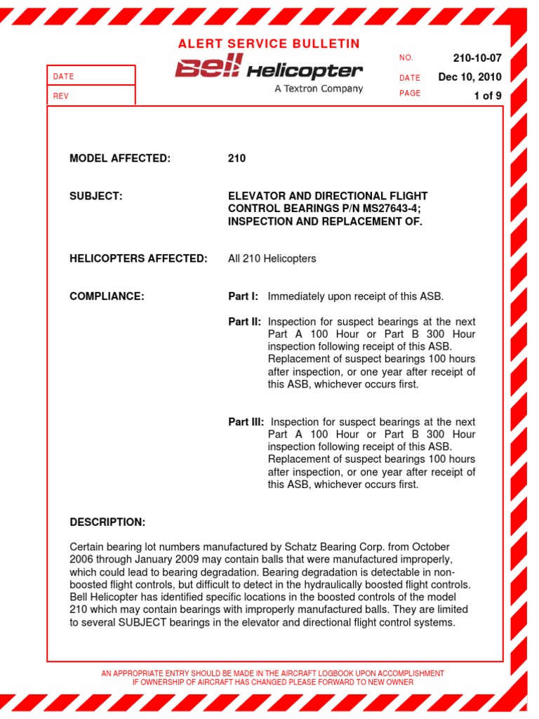 Alert Service Bulletin: NO. Date Date REV | Download Free PDF | Bearing ...