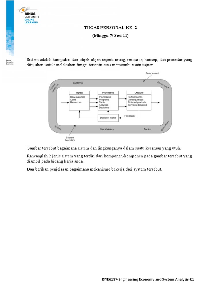 Tugas Personal Ke-2 (Minggu 7/ Sesi 11) : ISYE6187-Engineering Economy and System Analysis-R1 | PDF