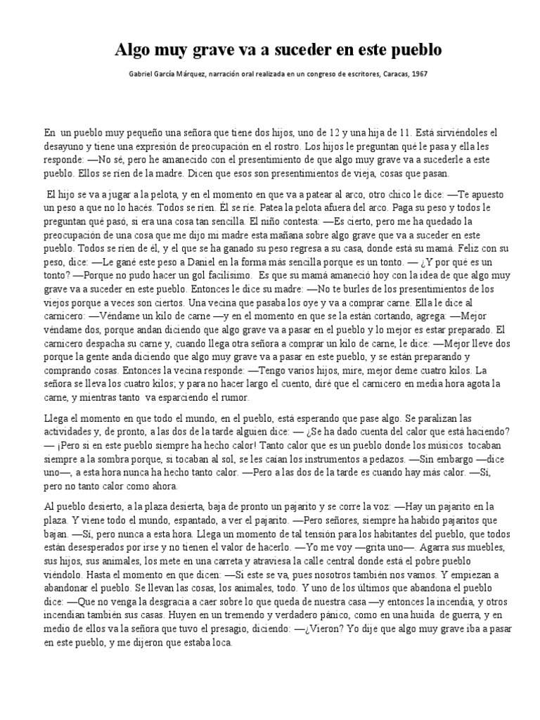 Algo Muy Grave Va A Suceder en Este Pueblo | PDF