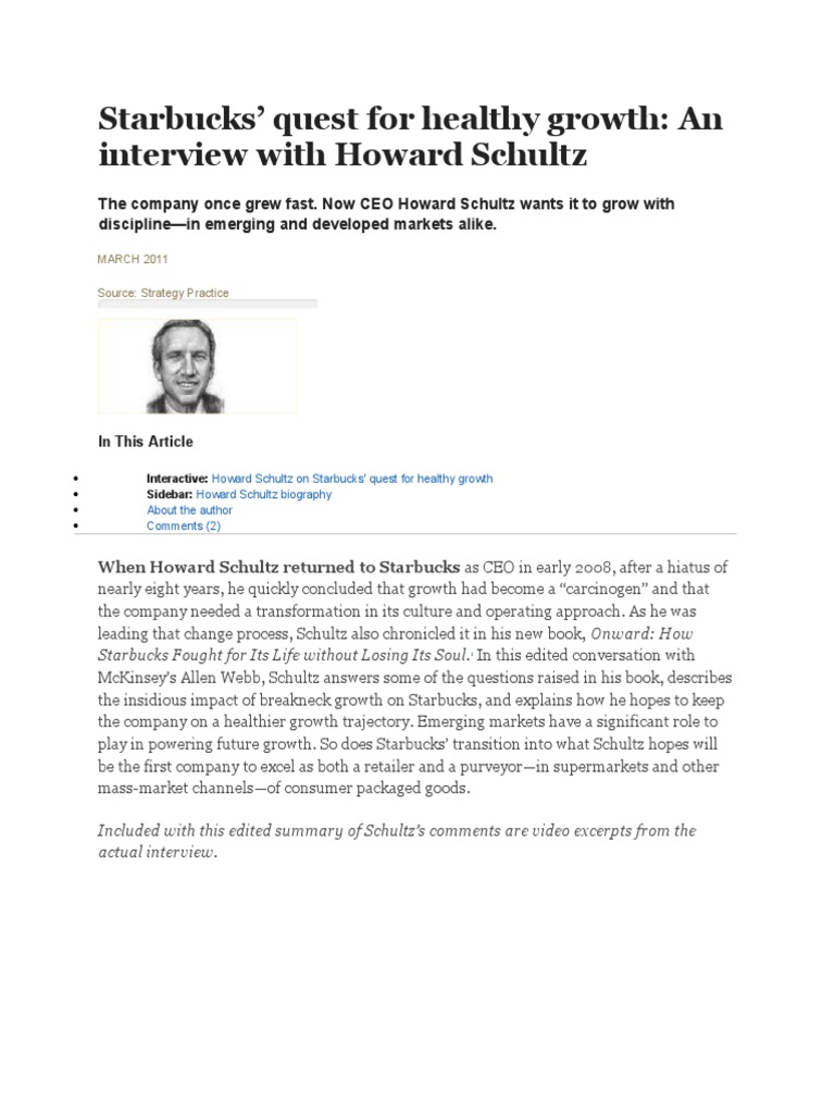 Starbucks' Quest For Healthy Growth: An Interview With Howard Schultz ...