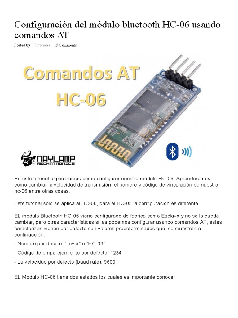 Configuración Del Módulo Bluetooth HC-06 | PDF | Bluetooth | Arduino