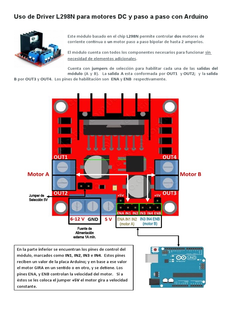 BASICO Uso de Driver L298N para Motores DC y Paso A Paso Con Arduino | PDF | Arduino | Hardware ...