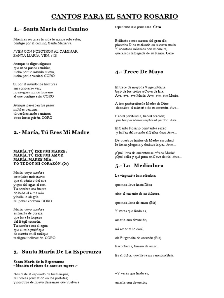 Cantos para El Santo Rosario 2021 | PDF | María, madre de Jesús | Oración