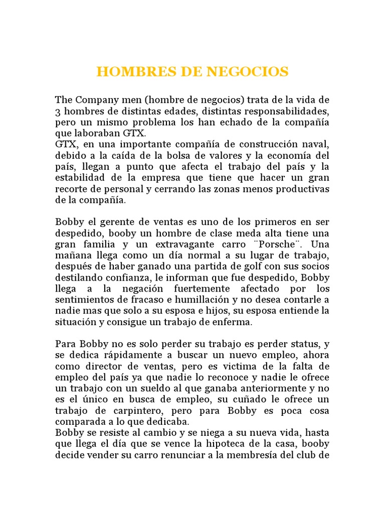 Hombres De Negocios Pelicula Pdf