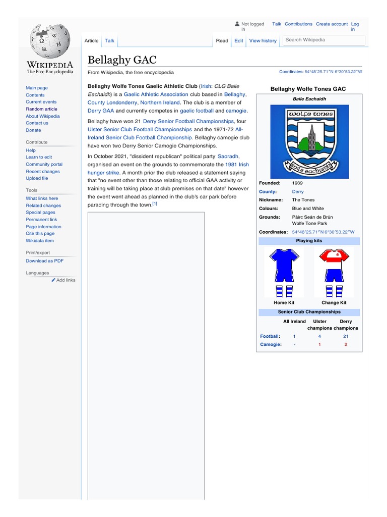 Bellaghy GAC: Bellaghy Wolfe Tones Gaelic Athletic Club ( | PDF ...