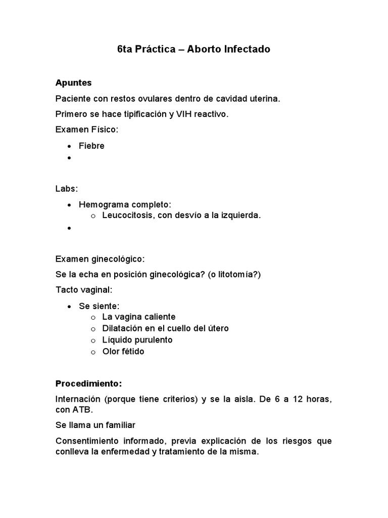 6ta Práctica - Aborto Infectado | PDF | Vagina | Salud pública