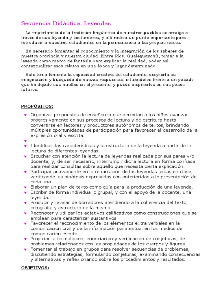 Secuencia Didáctica - La Leyenda | PDF | Adjetivo | Leyendas