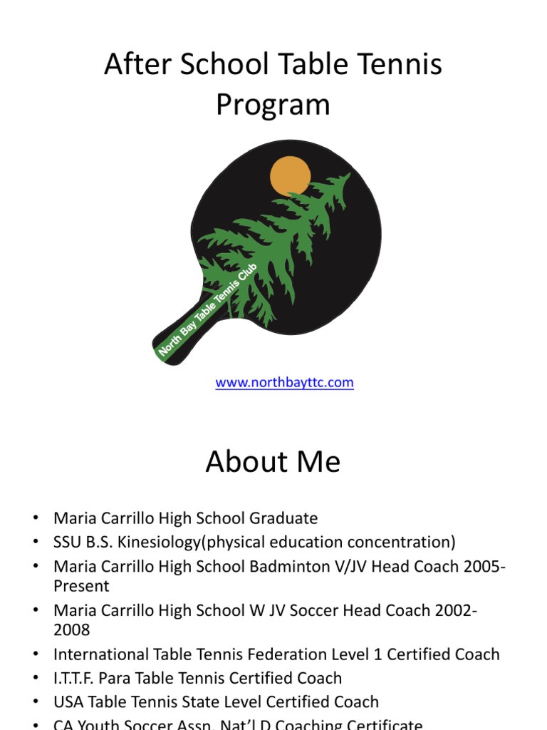 After School Table Tennis Program | PDF | Schools | Teachers