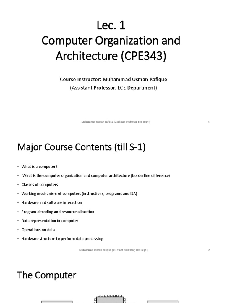 Lec. 1 Computer Organization and Architecture (CPE343) | PDF | Central ...
