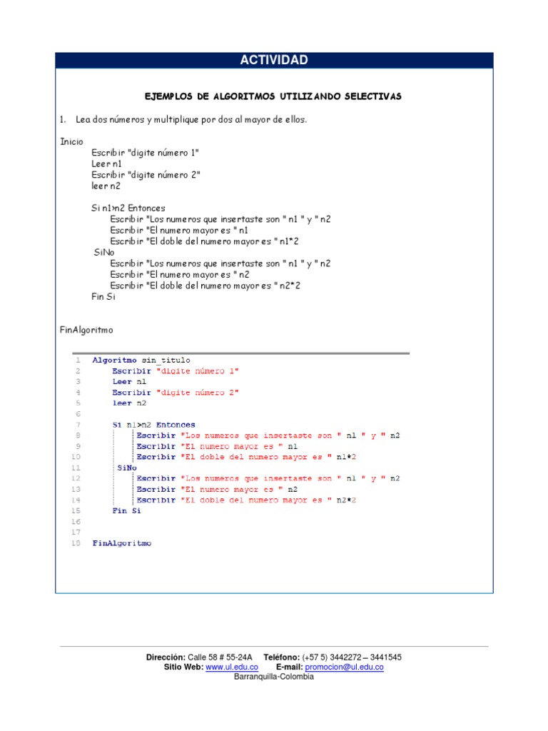 Algoritmos Selectivos: Ejemplos Prácticos | PDF
