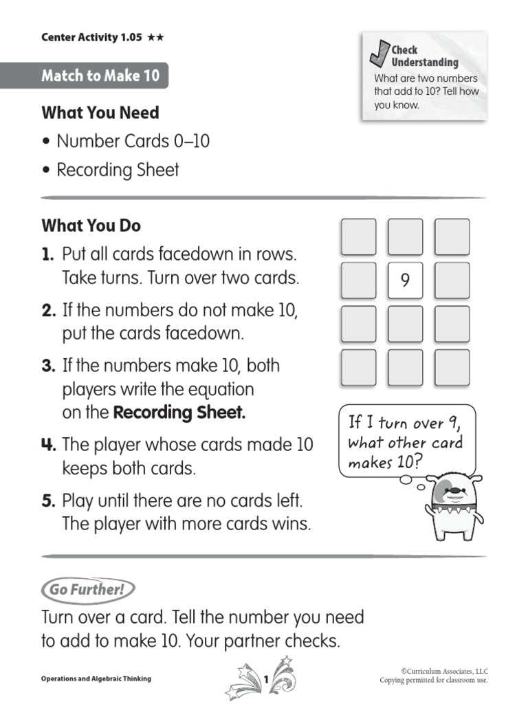 I-Ready At-Home Math G1 C1 Activities | PDF | Mathematics | Algebra
