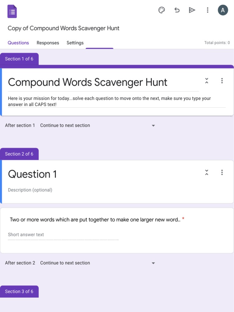 Compound Words Scavenger Hunt - Google Forms | PDF | Language Arts ...