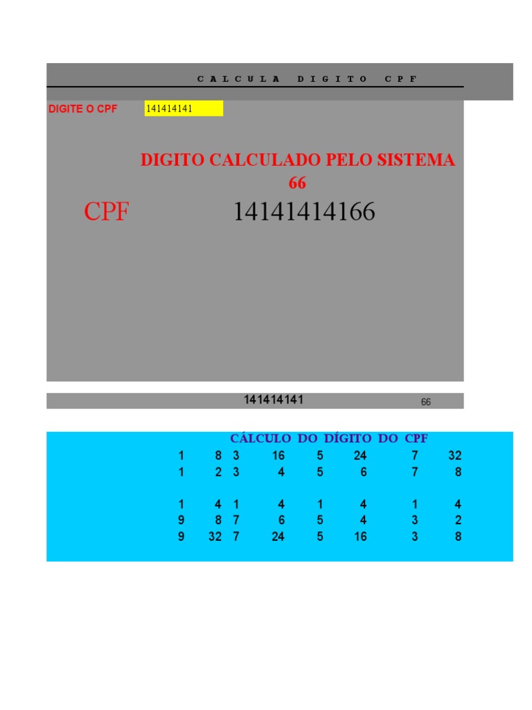 CPF Digit Calculation Guide | PDF