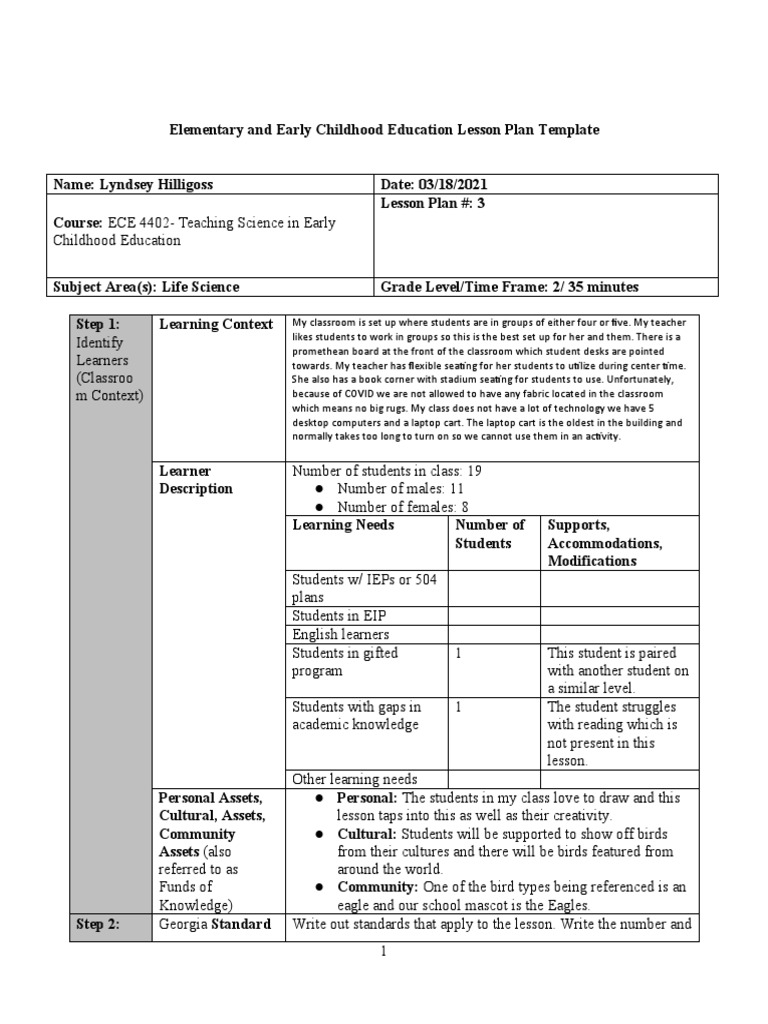 3d Lesson Plan Template - Draft | PDF | Educational Assessment | Classroom