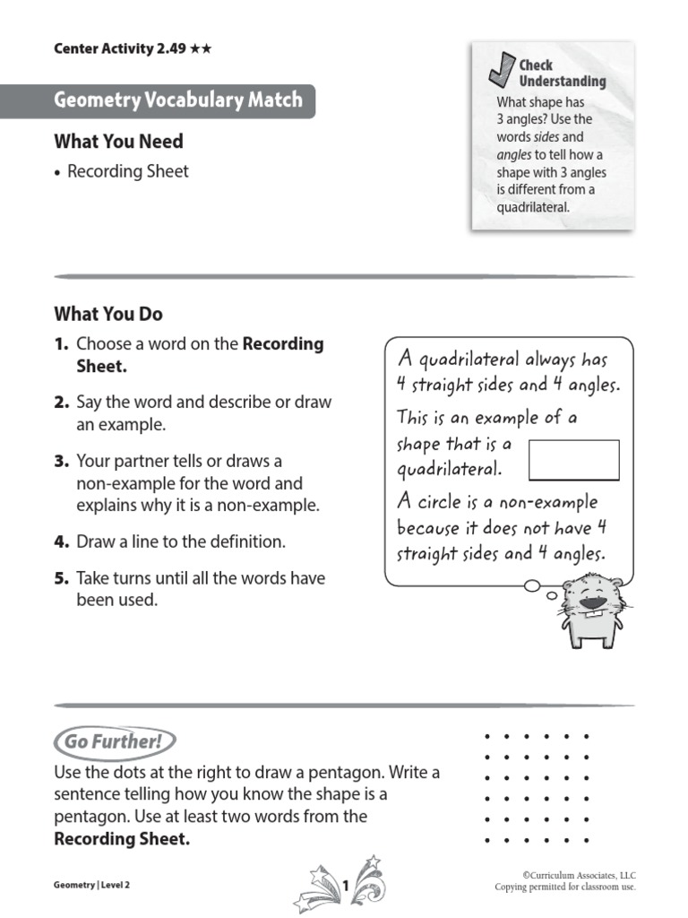 Geometry Vocabulary Match: What You Need | PDF | Shape | Rectangle