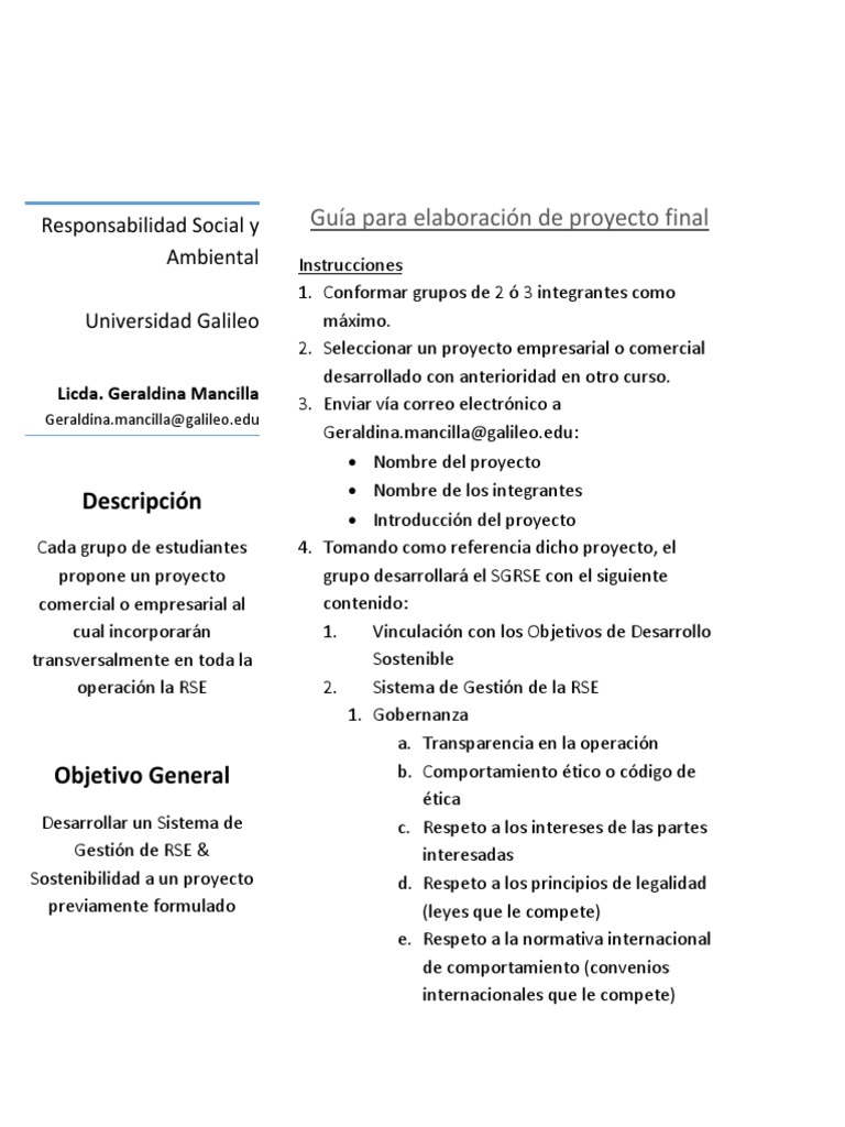 Guía para Desarrollar Proyecto de RSE PDF | PDF | Responsabilidad ...