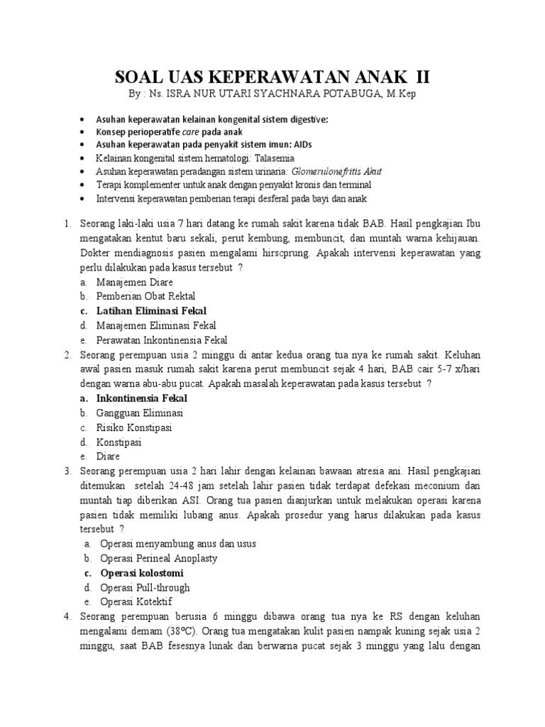 Soal Uas Keperawatan Anak Ii | PDF