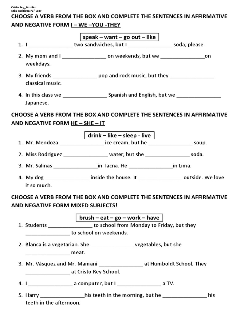 Present Simple Neg Pract | PDF