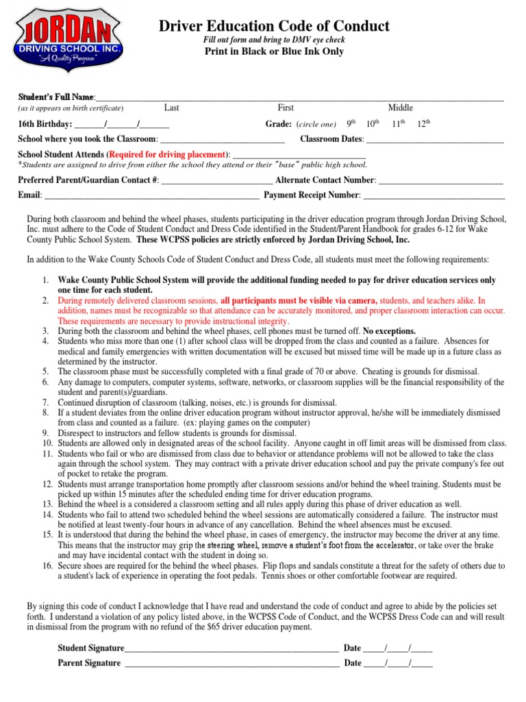 Code of Conduct Form - Revised Feb 2021 | Download Free PDF | Classroom ...