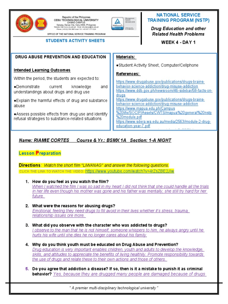 Youth Drug Abuse Prevention Education | PDF | Substance Abuse ...