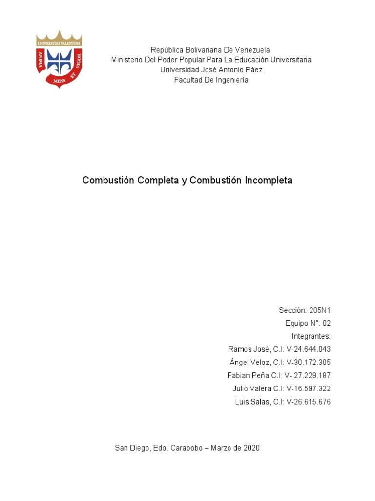 Combustion Completa e Incompleta | PDF | Combustión | Química
