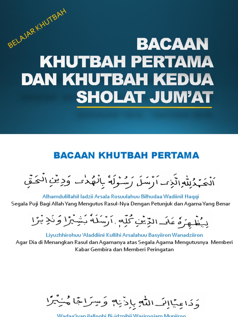BACAAN KHUTBAH PERTAMA DAN KHUTBAH KEDUA Print | PDF