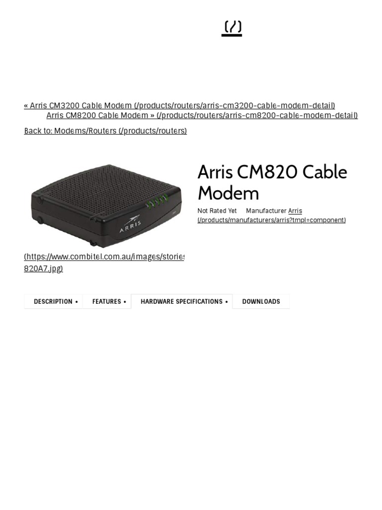 Modems - Routers - Arris CM820 Cable Modem1 | PDF