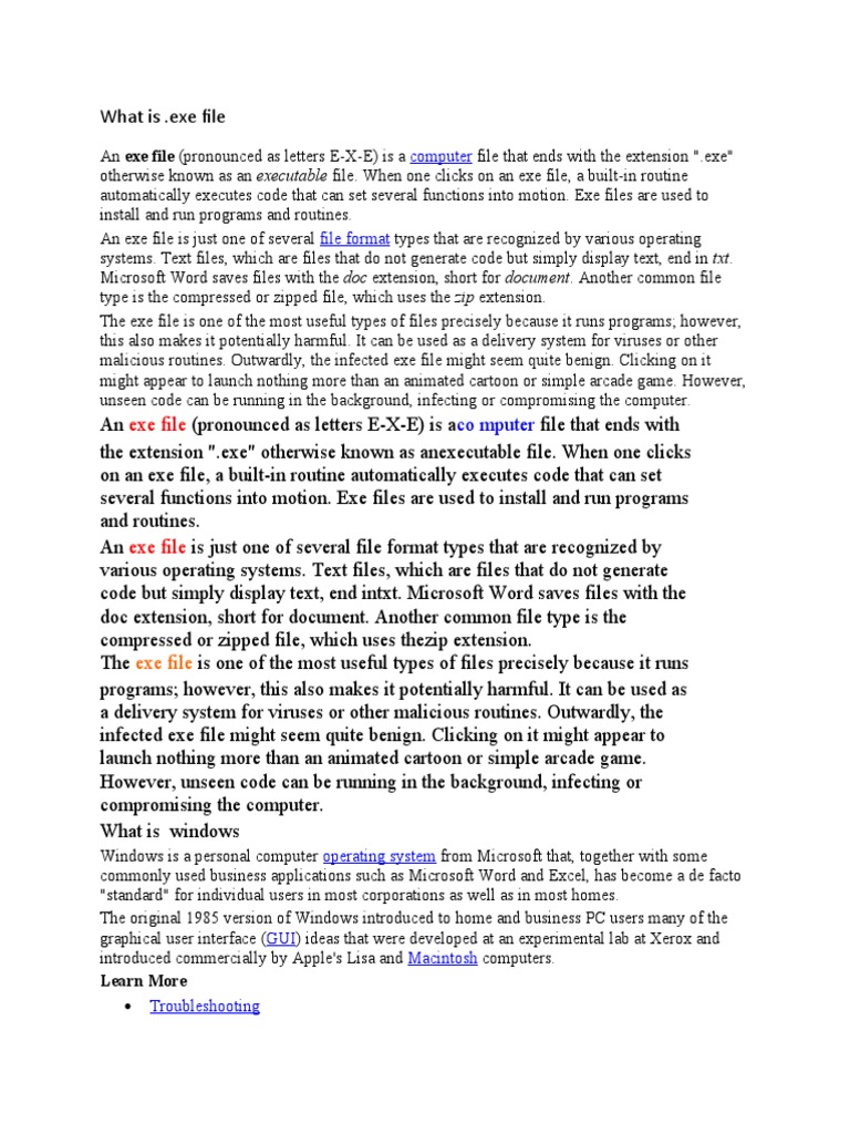 Exe File: Computer | PDF | Operating System | Microsoft Outlook