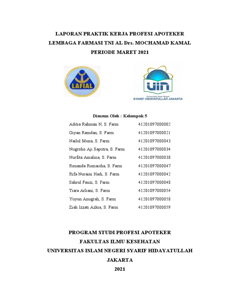 Laporan PKPA LAFIAL Drs. Mochamad Kamal | PDF