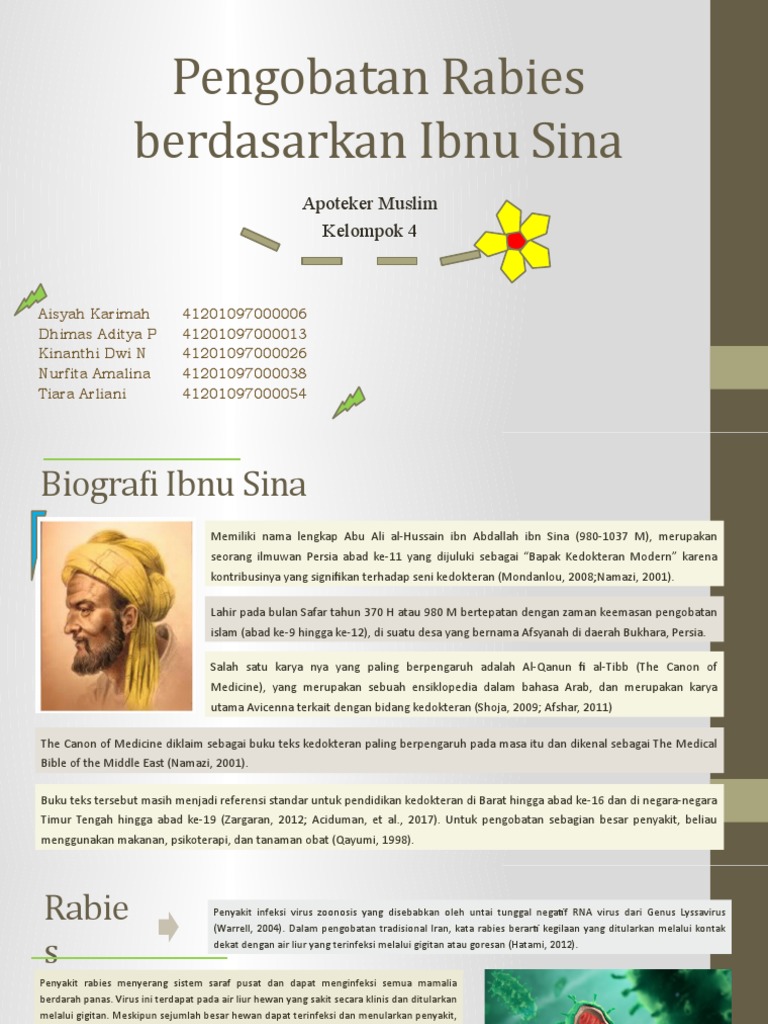 Apoteker Muslim - Kelompok 4 - Pengobatan Rabies Berdasarkan Ibnu Sina ...